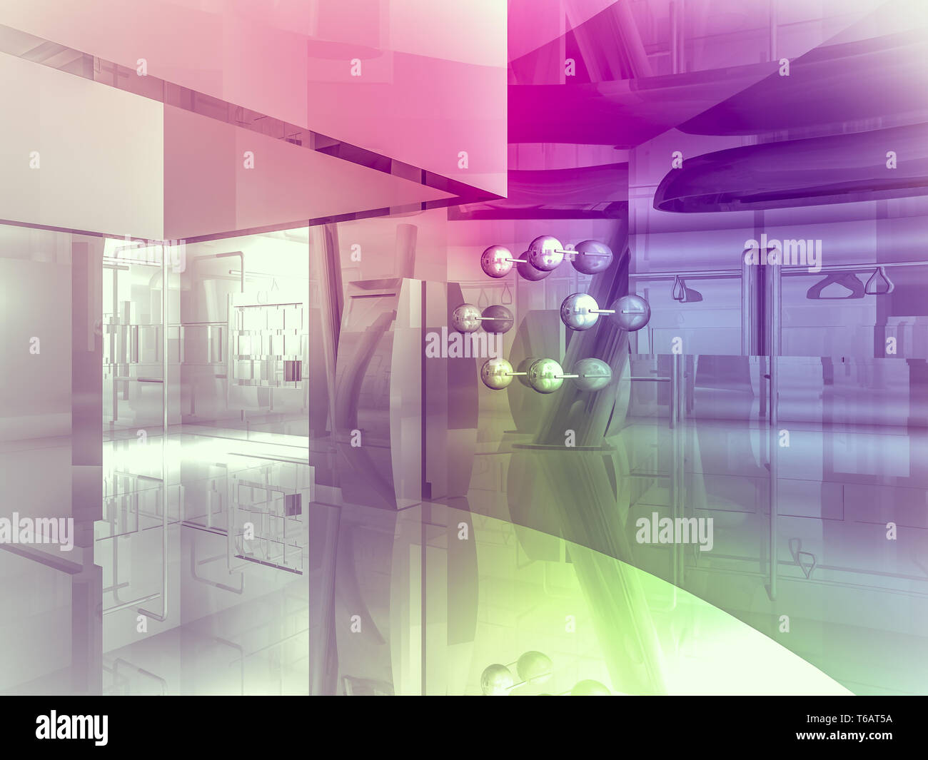 open space, clean room with shapes in 3d, business space, hospitals or ...