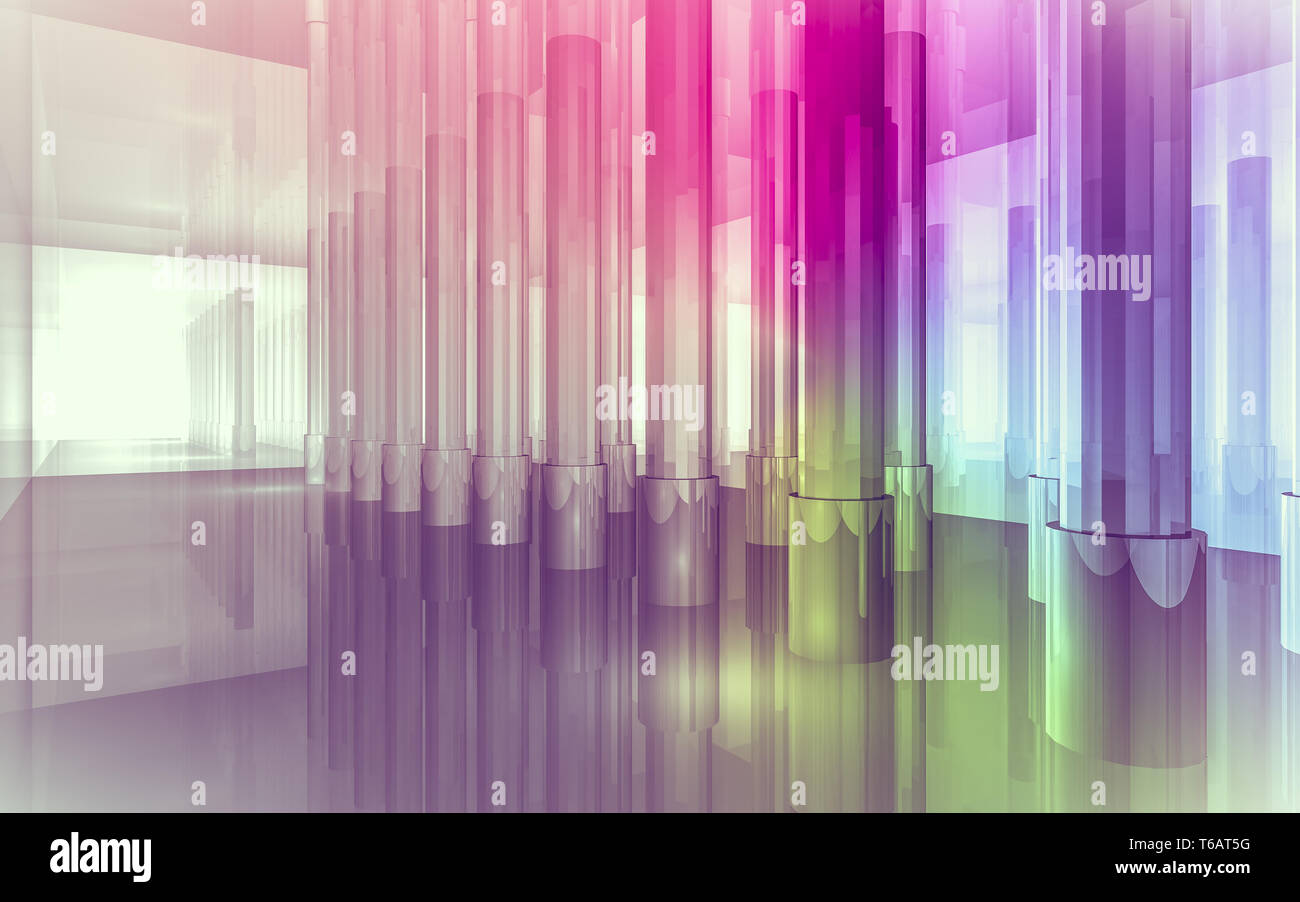 open space, clean room with shapes in 3d, business space, hospitals or ...