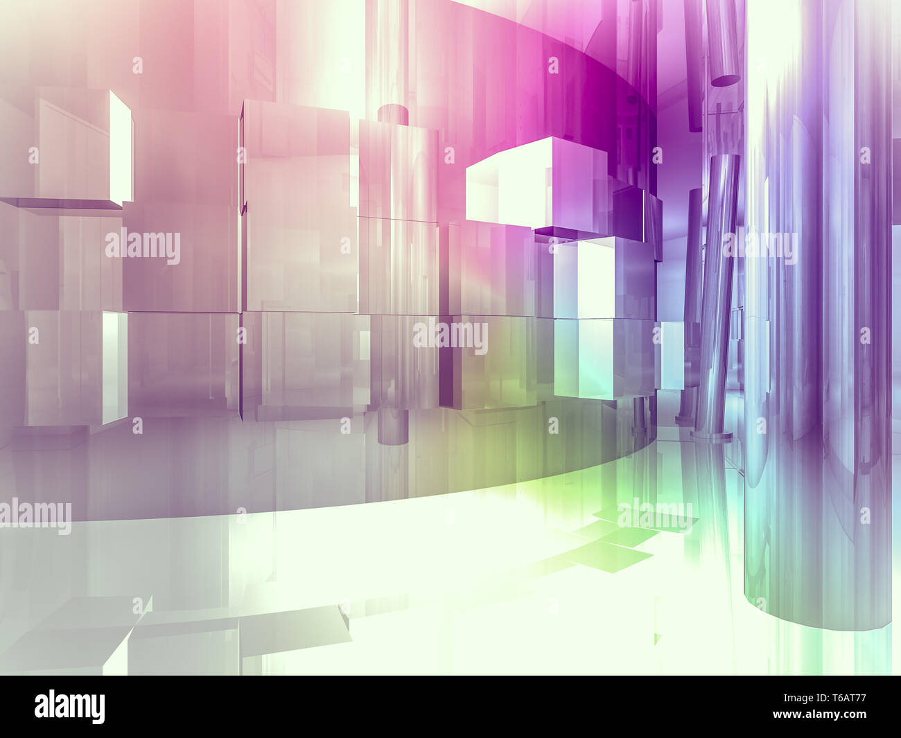 showroom, open space, clean room with shapes in 3d, business space ...