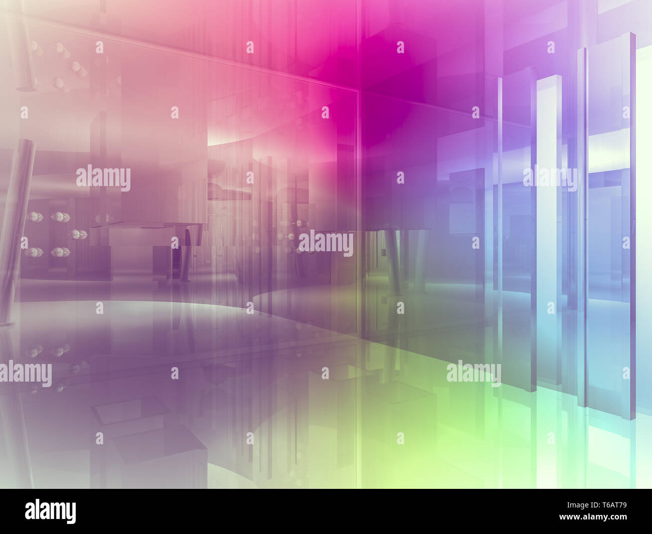 open space, clean room with shapes in 3d, business space, hospitals or ...