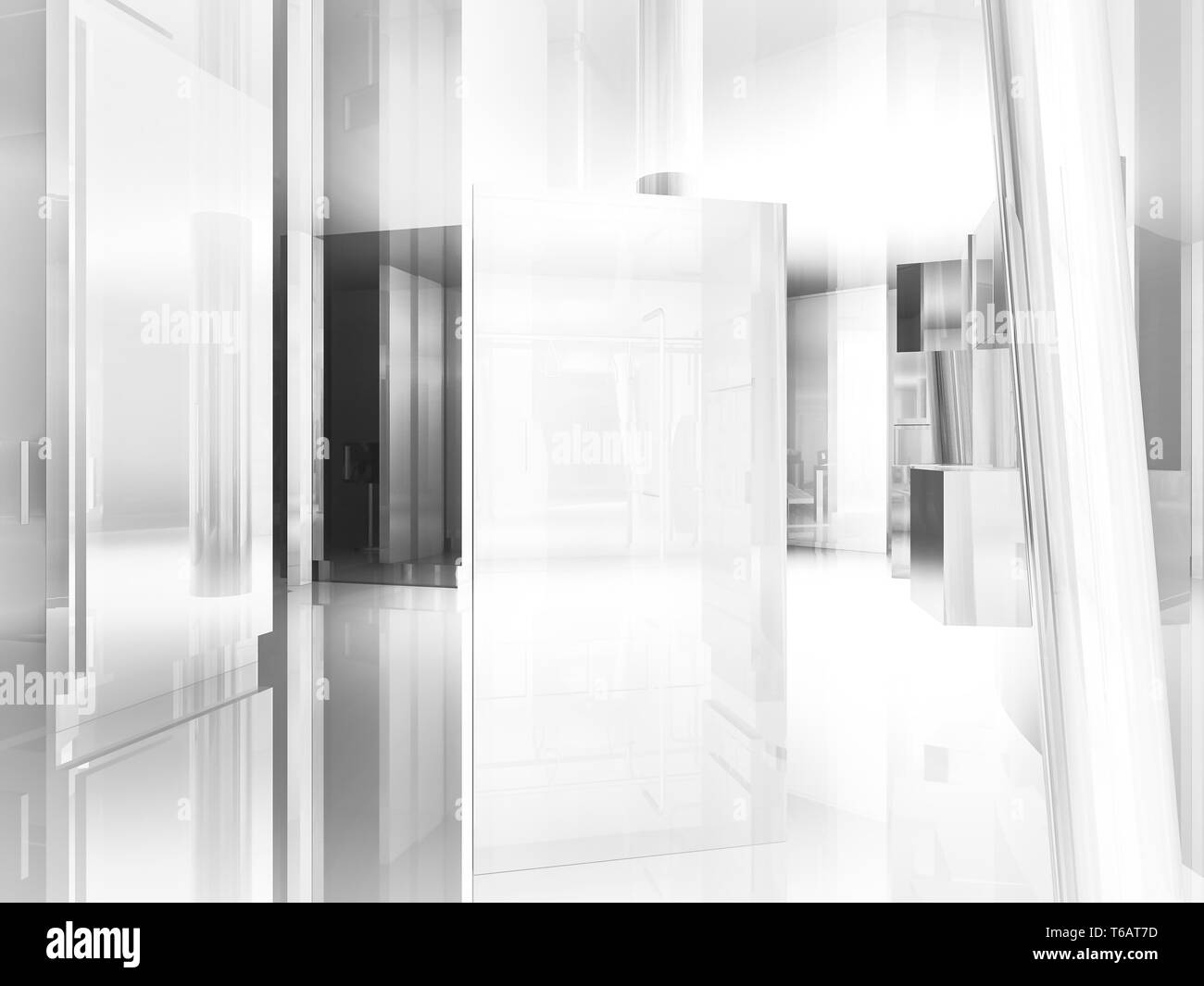 open space, clean room with shapes in 3d, business space, hospitals or ...