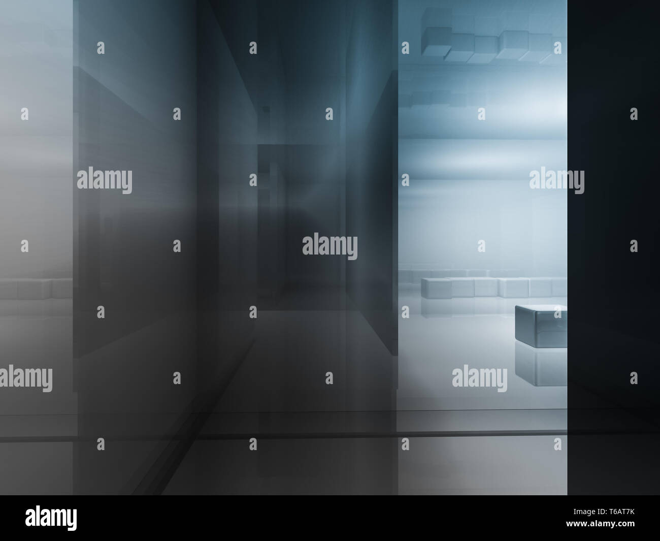 open space, clean room with shapes in 3d, business space, hospitals or ...