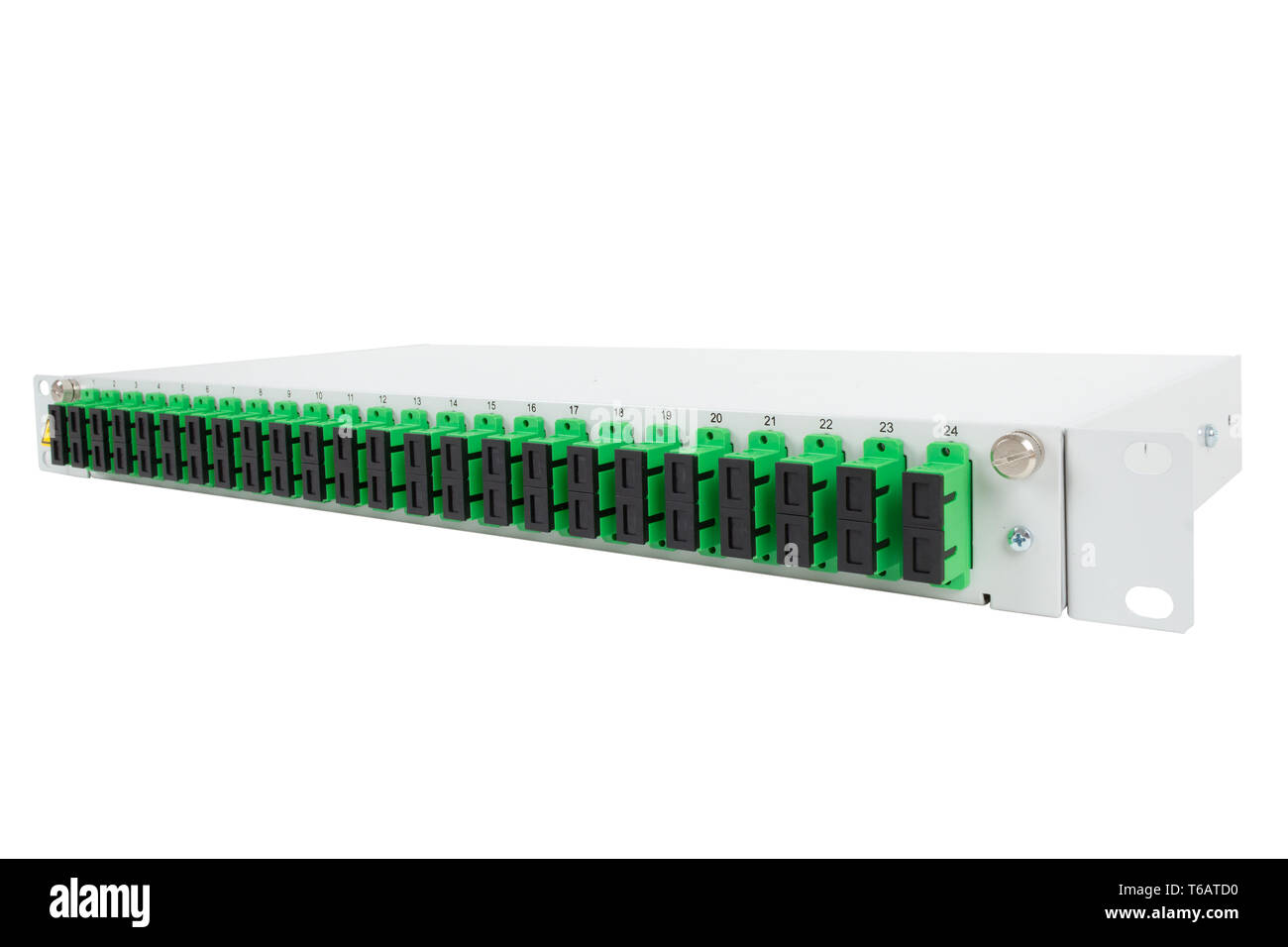 Fiber optic distribution frame with SC adapters Stock Photo - Alamy