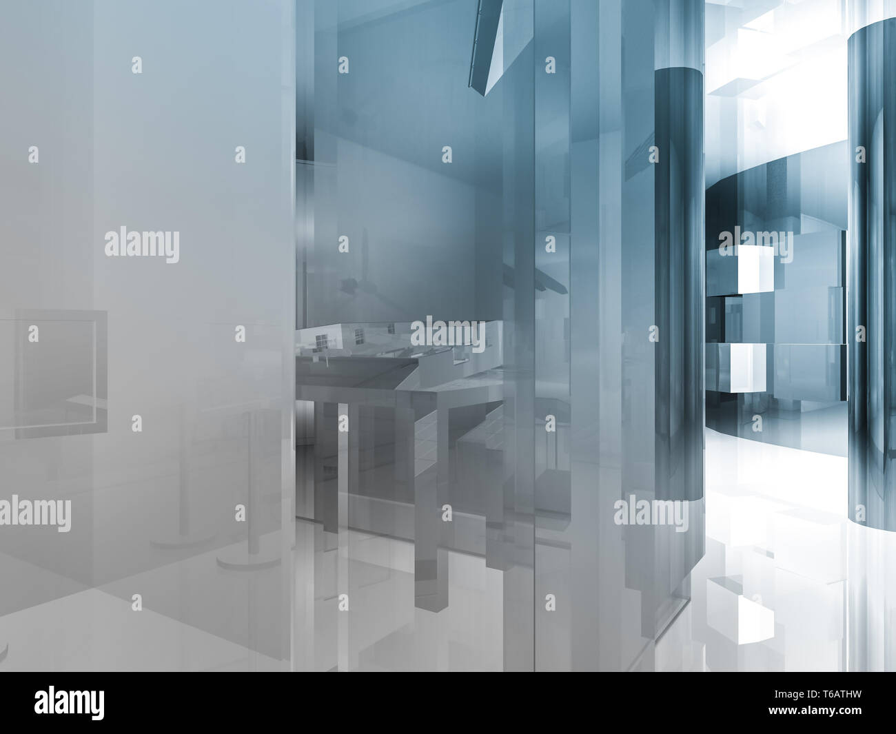 open space, clean room with shapes in 3d, business space, hospitals or ...
