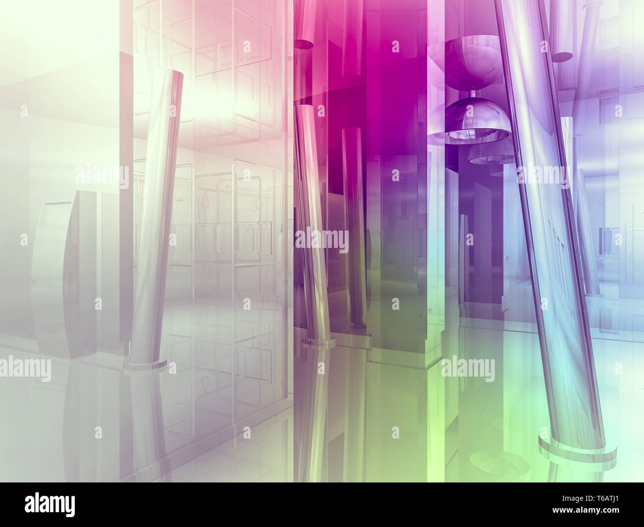 open space, clean room with shapes in 3d, business space, hospitals or ...