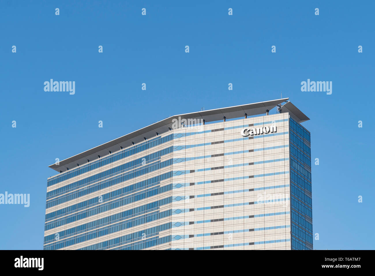 CANNON IT Solutions building, view from Higashishinagawa Kaijo Park ...