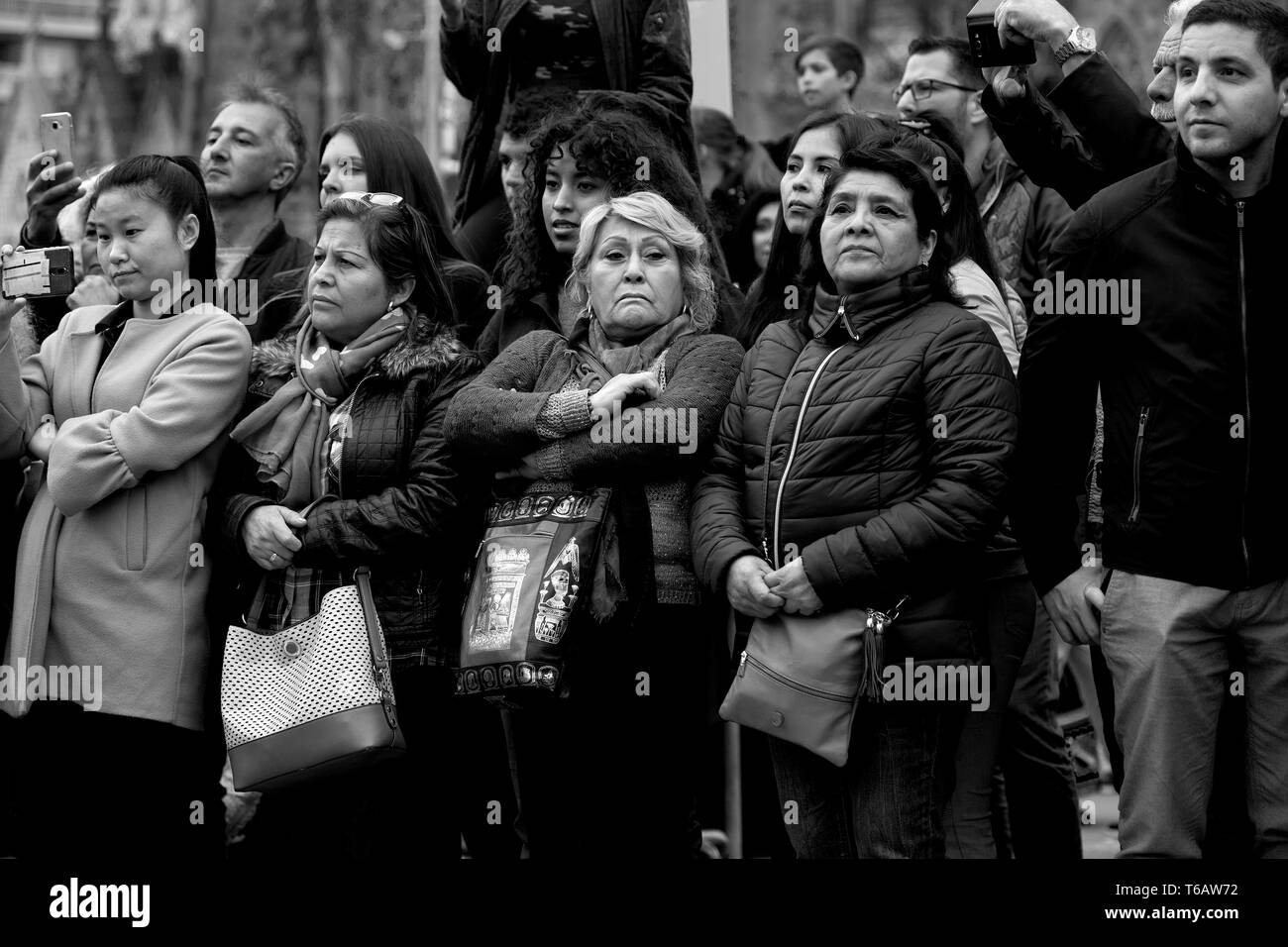 bystanders at South American procession, Barcelona, Spain Stock Photo ...
