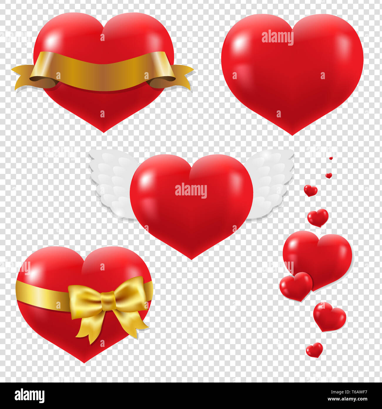 Red Hearts Symbols Set Isolated Stock Photo - Alamy
