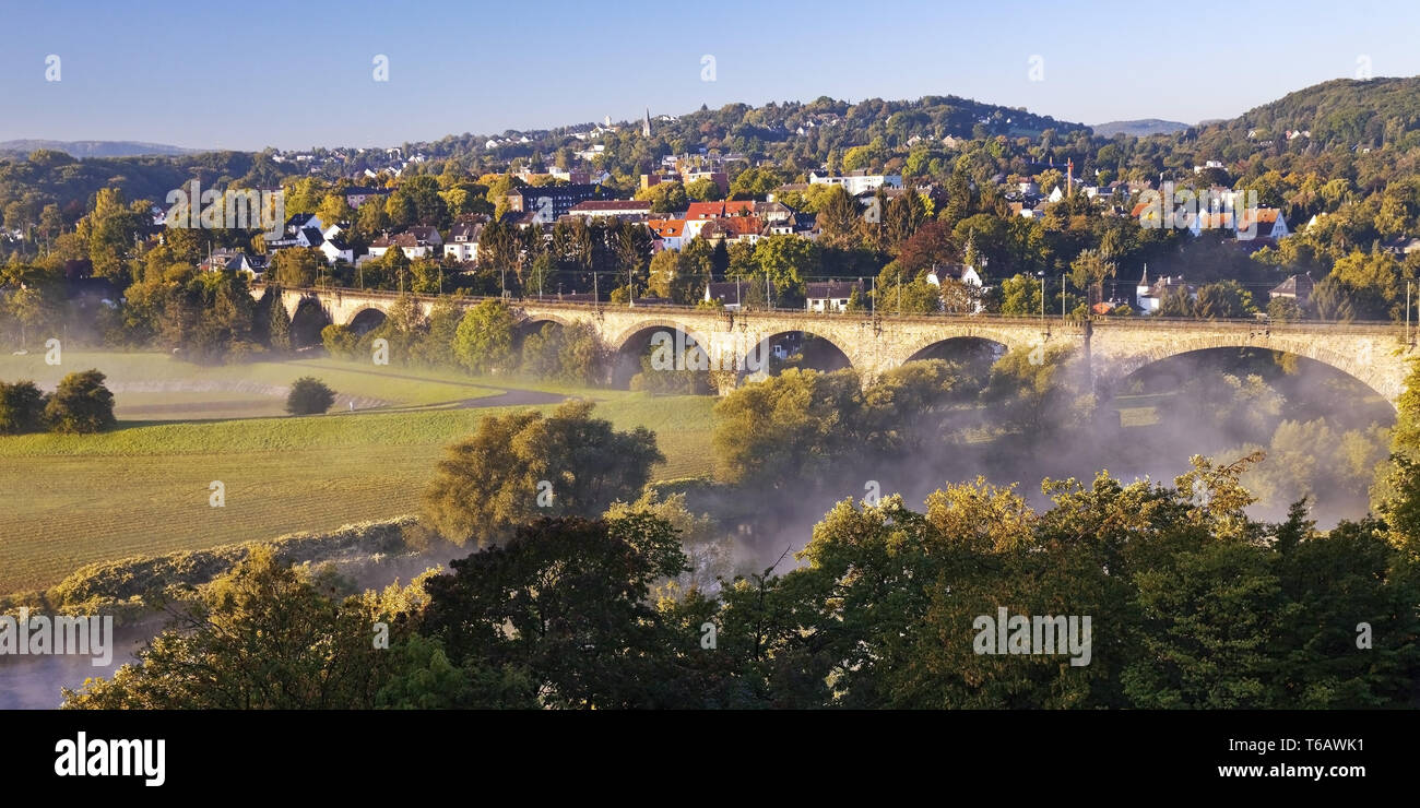 Ruhr Valley and Ruhr viaduct in the morning, Witten, Ruhr Area, North ...
