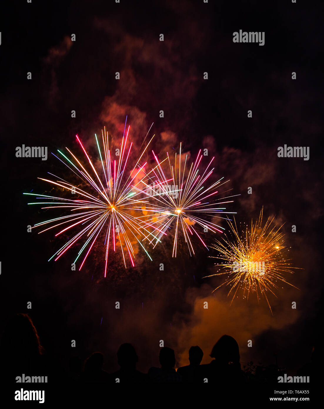 Spectacular fireworks in the night sky Stock Photo - Alamy