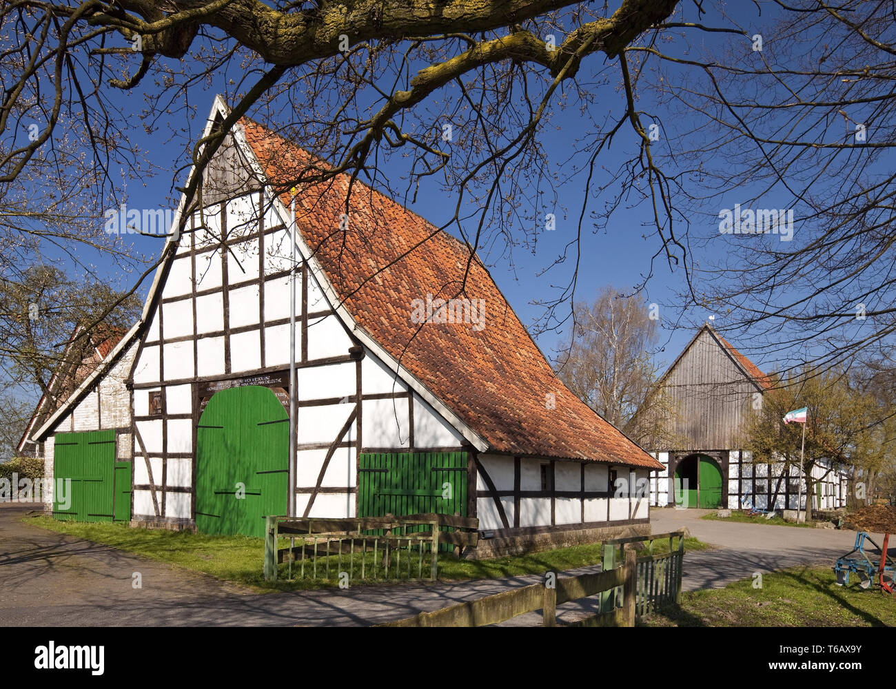 timber-framed farming house, Dollberg, Ahlen, Muensterland, North Rhine ...