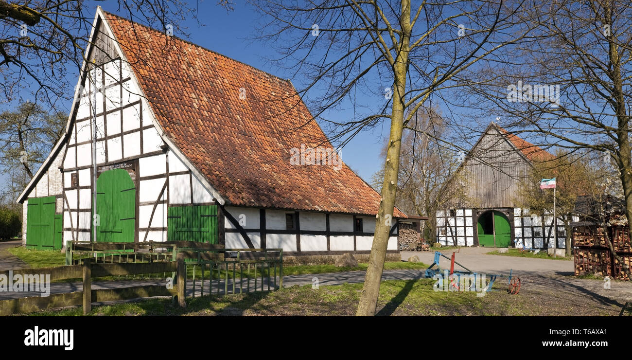 timber-framed farming houses, Dollberg, Ahlen, Muensterland, North ...