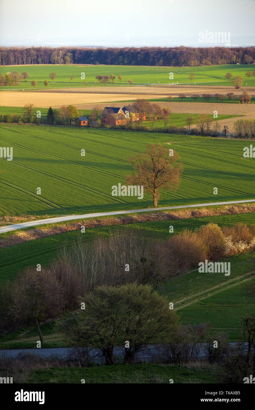 landscape with farmhouse, view from Burgberg, Oelde-Stromberg, North ...
