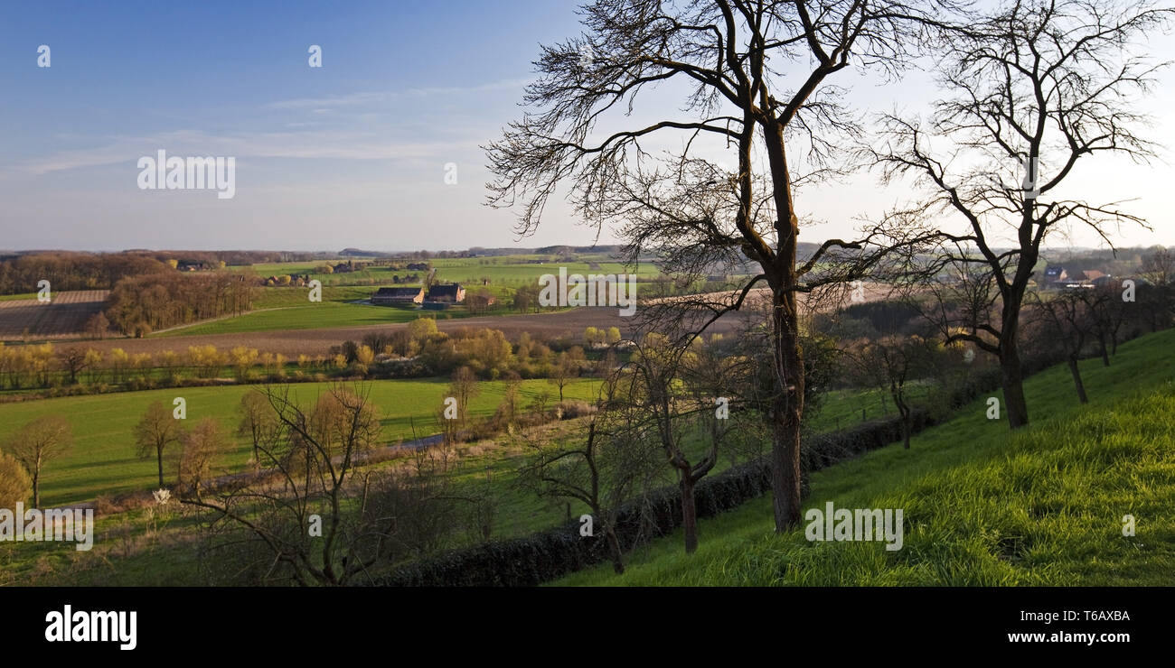 landscape with farmhouse, view from Burgberg, Oelde-Stromberg, North ...