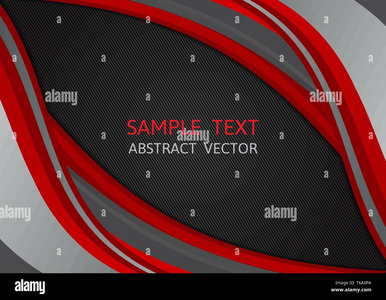 Red and Black color wave abstract vector background with copy space ...