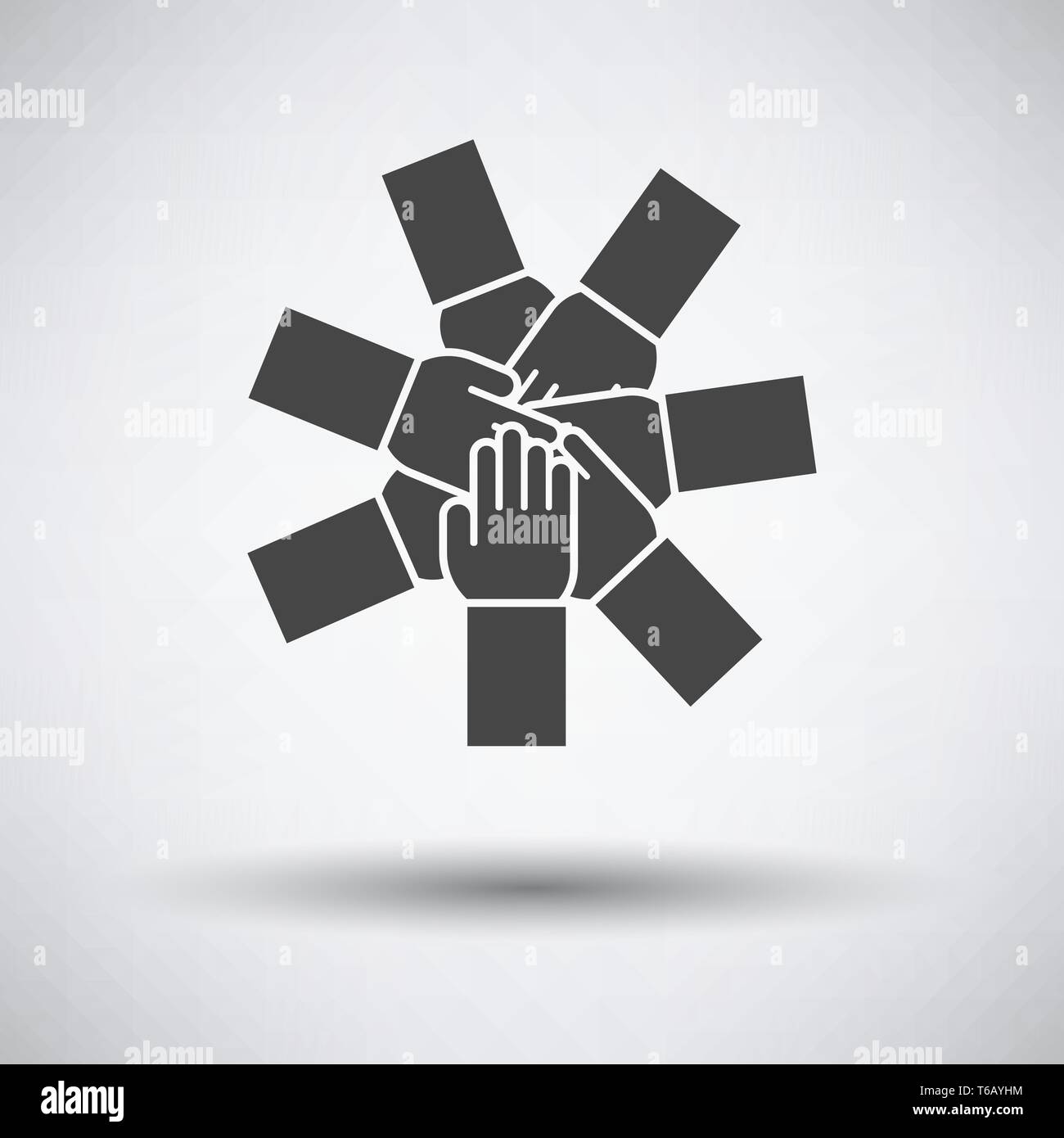 Unity And Teamwork Icon on gray background, round shadow. Vector ...
