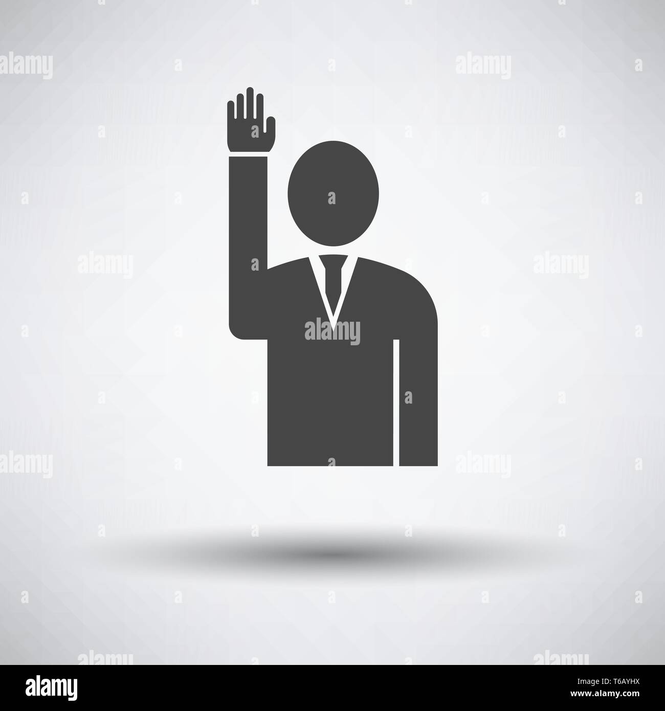 Voting Man Icon on gray background, round shadow. Vector illustration ...