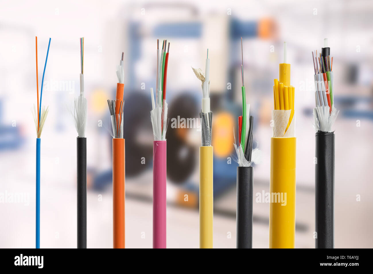 Fiber optical cable detail isolated on white Stock Photo - Alamy