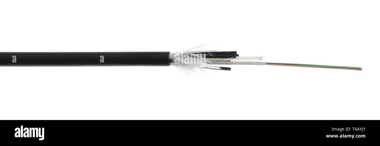 Fiber optic cable detail isolated on white Stock Photo - Alamy