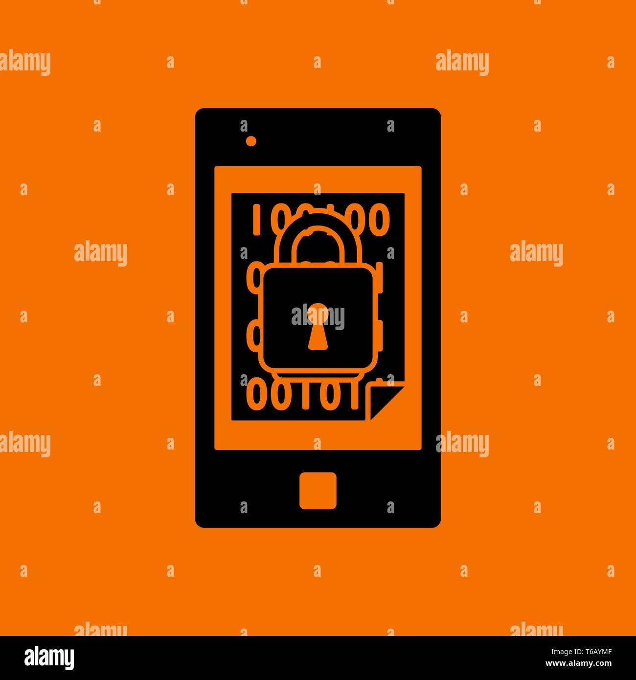 Mobile Security Icon. Black on Orange background. Vector illustration ...