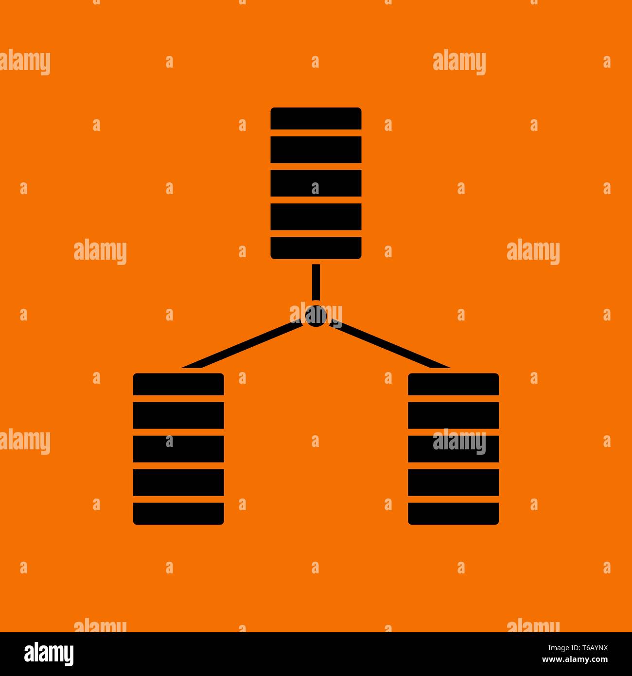 Database Icon. Black on Orange background. Vector illustration Stock ...