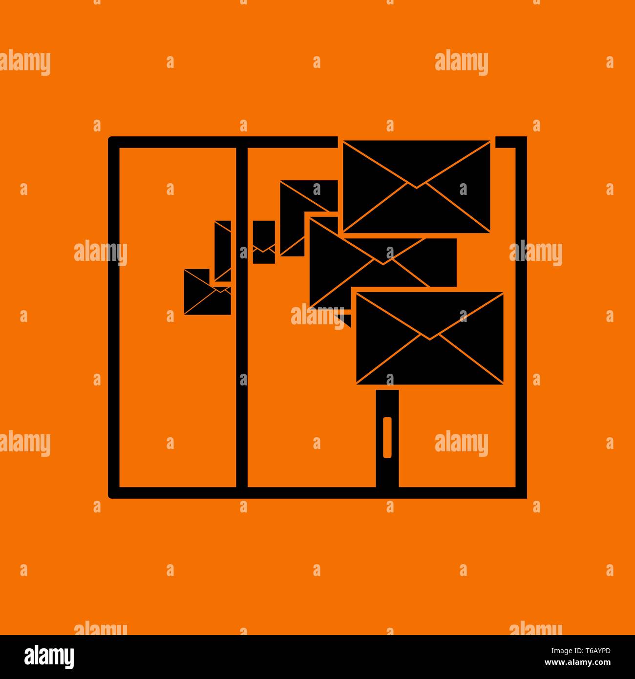 Mailing Icon. Black on Orange background. Vector illustration Stock ...