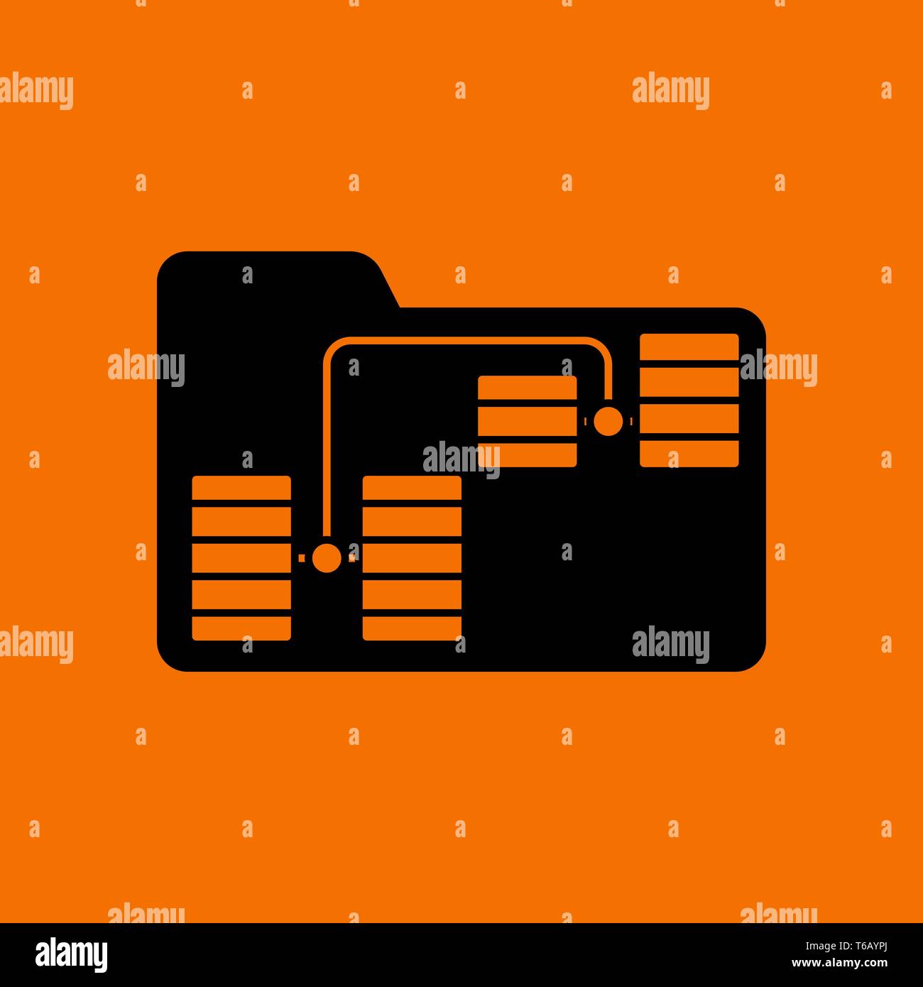 Folder Network Icon. Black on Orange background. Vector illustration ...