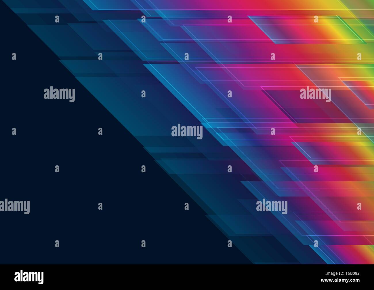 Rainbow and black color geometric abstract background vector ...