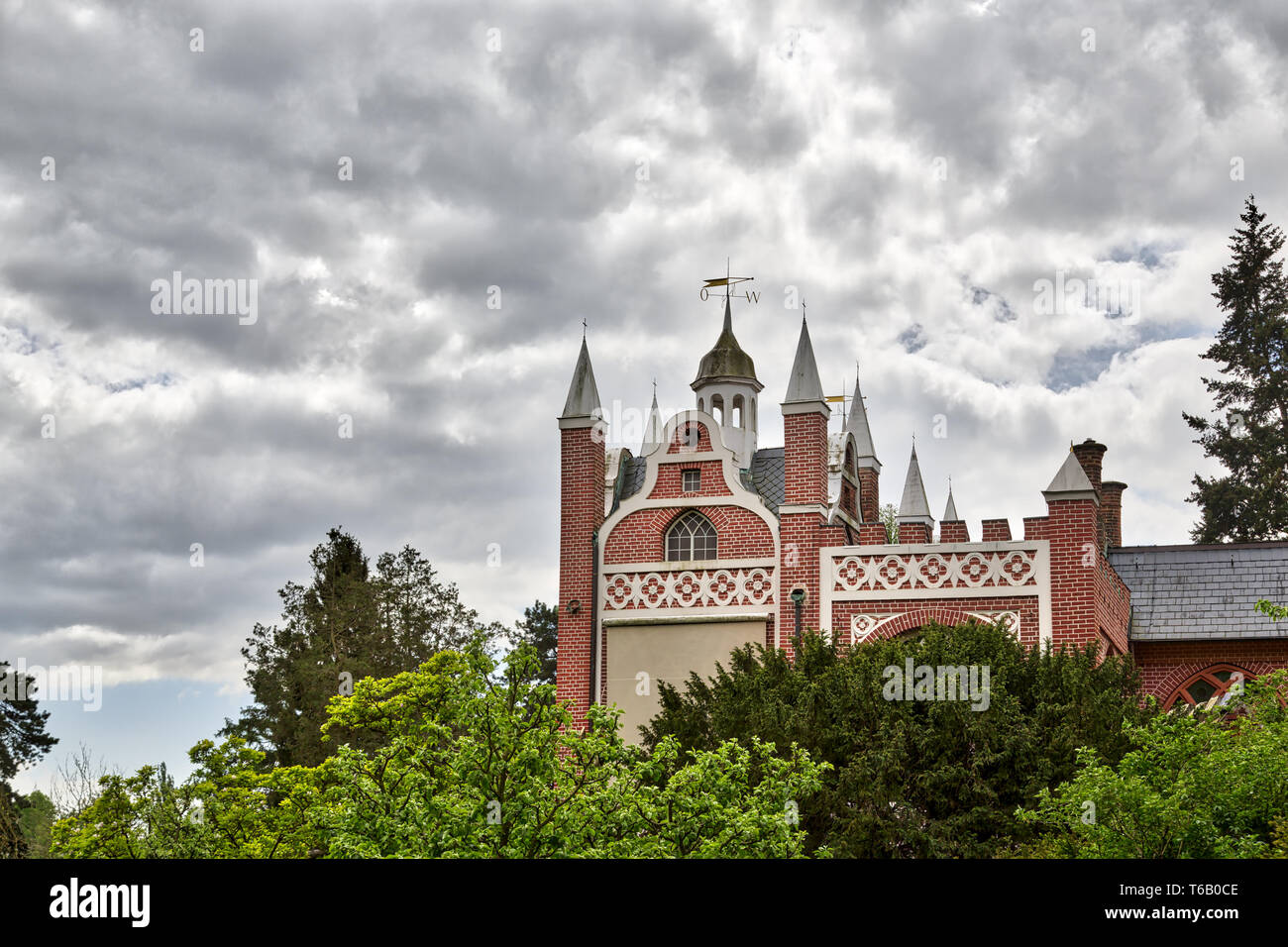 Woerlitzer Park, gothic house in spring Stock Photo - Alamy