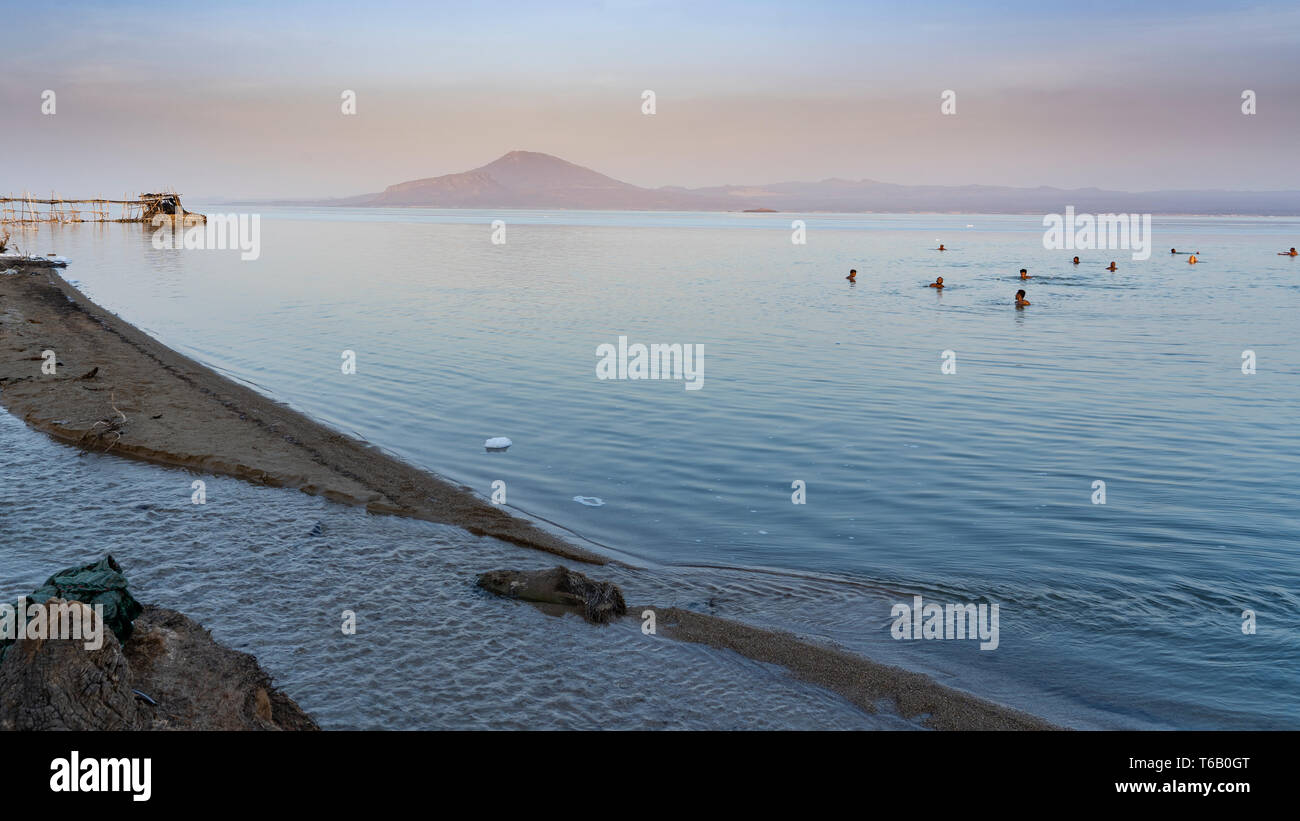 Salty Afera Lake in the Danakil Depression, Ethiopia Stock Photo - Alamy