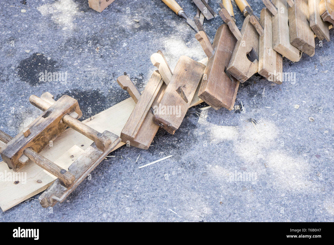 Traditional tools sculptor, wood, hammers and chisels for working stone ...