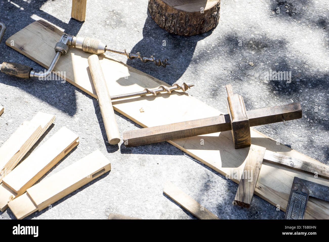 Traditional tools sculptor, wood, hammers and chisels for working stone ...
