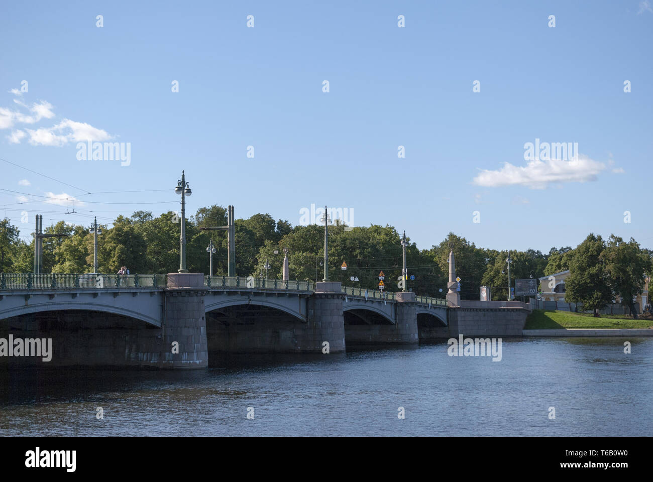 summer view of the bridge over the river Stock Photo - Alamy
