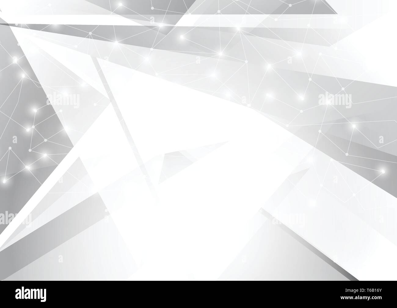 Gray and white geometric and network abstract background. Vector ...