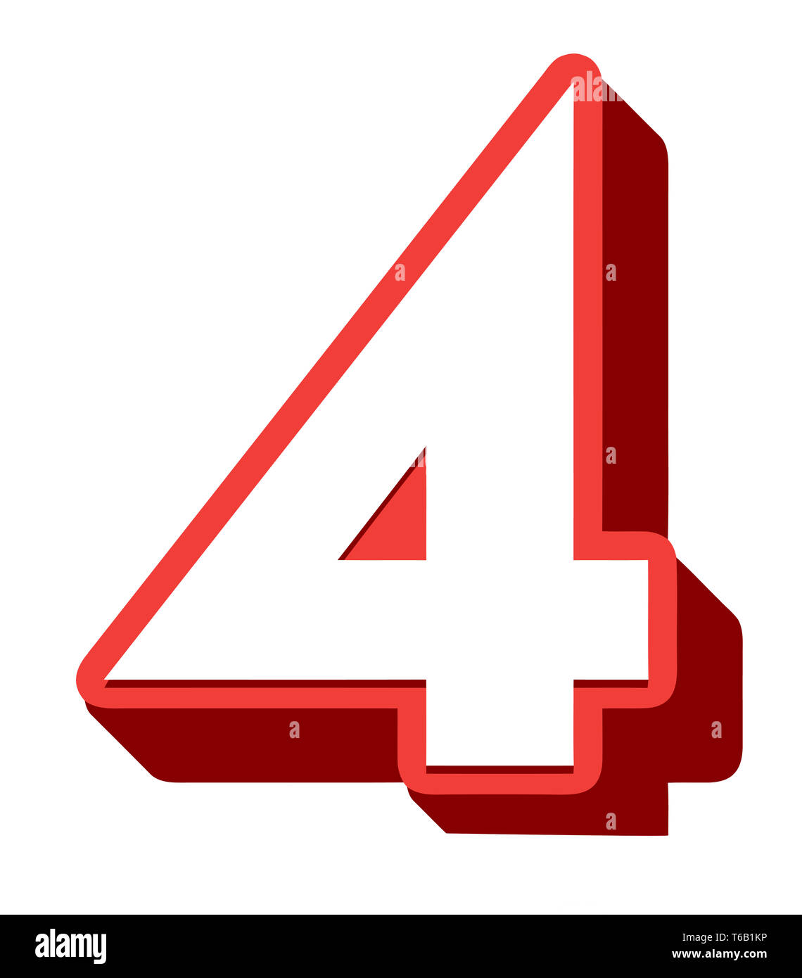 4 four number red white letter illustration font Stock Photo - Alamy