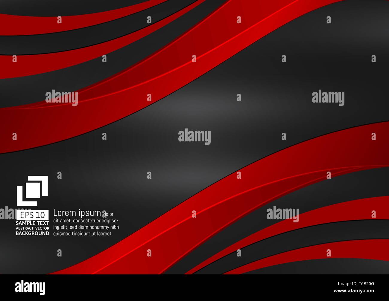 Red and Black wave with copy space, Abstract vector background, Graphic ...