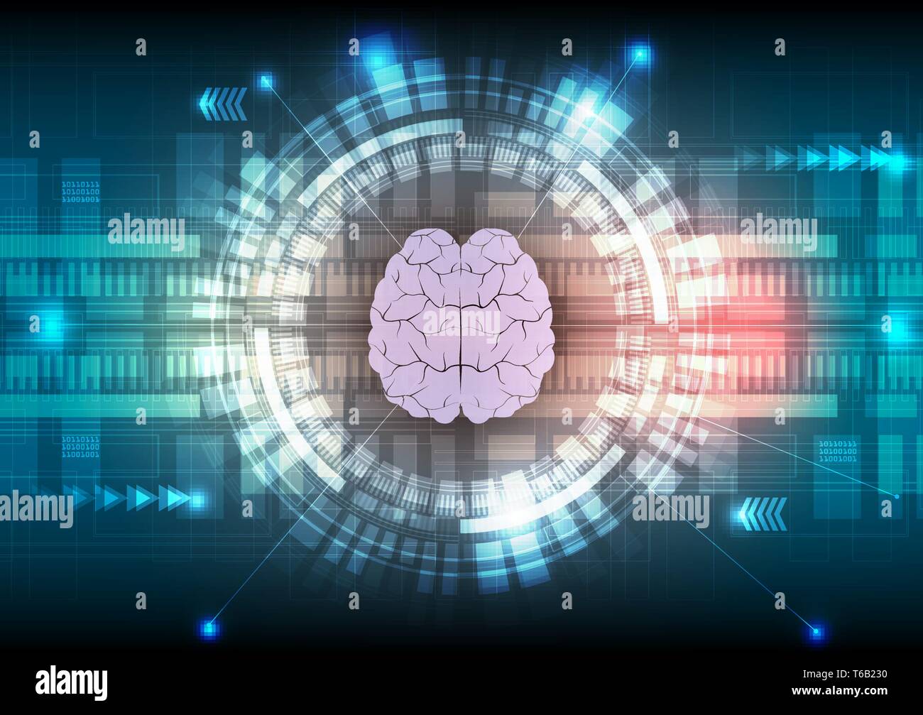 Digital technology and brain abstract background. Vector illustration ...