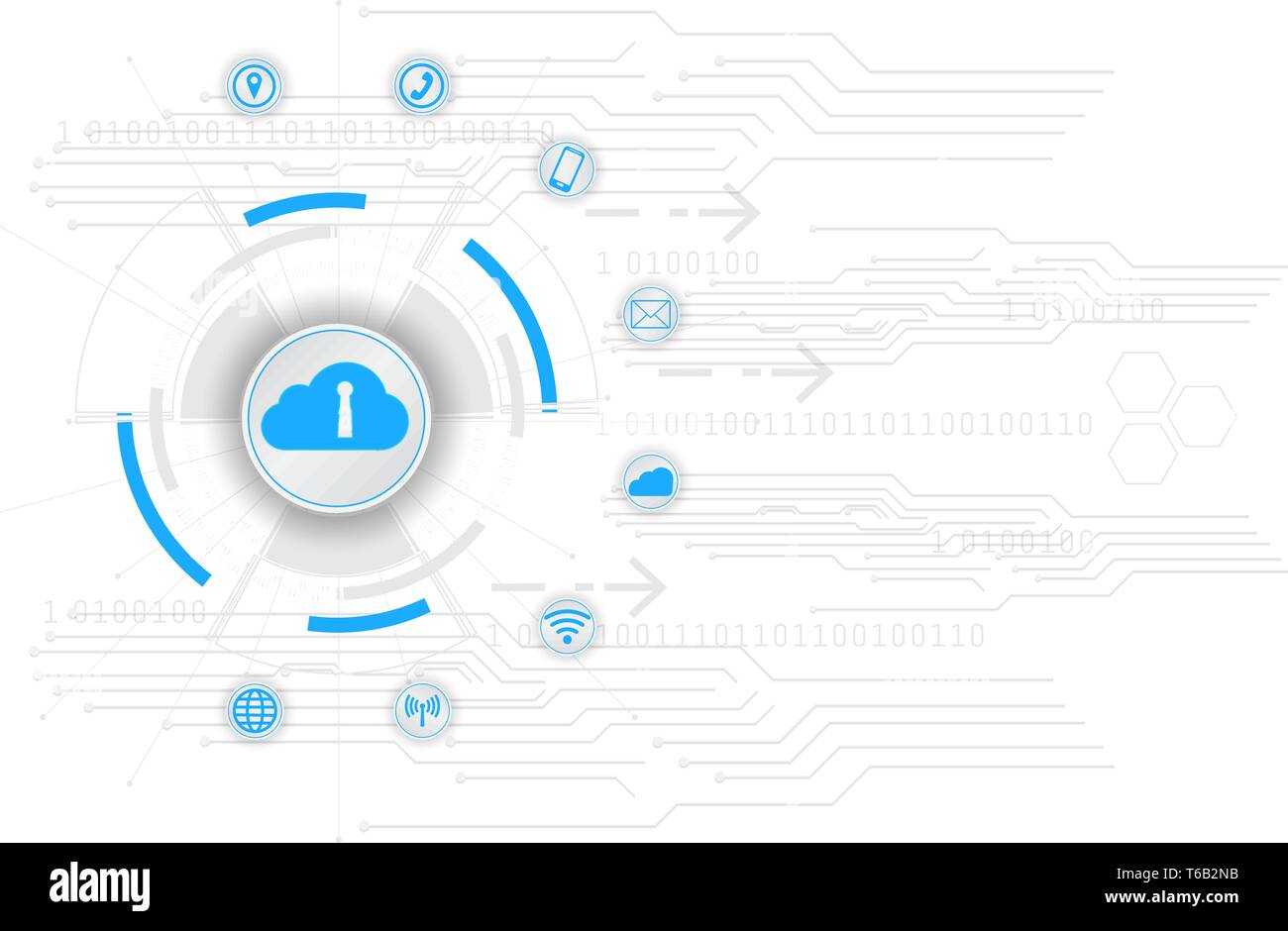 Safety concept, digital cloud computing, cyber security, abstract hi ...