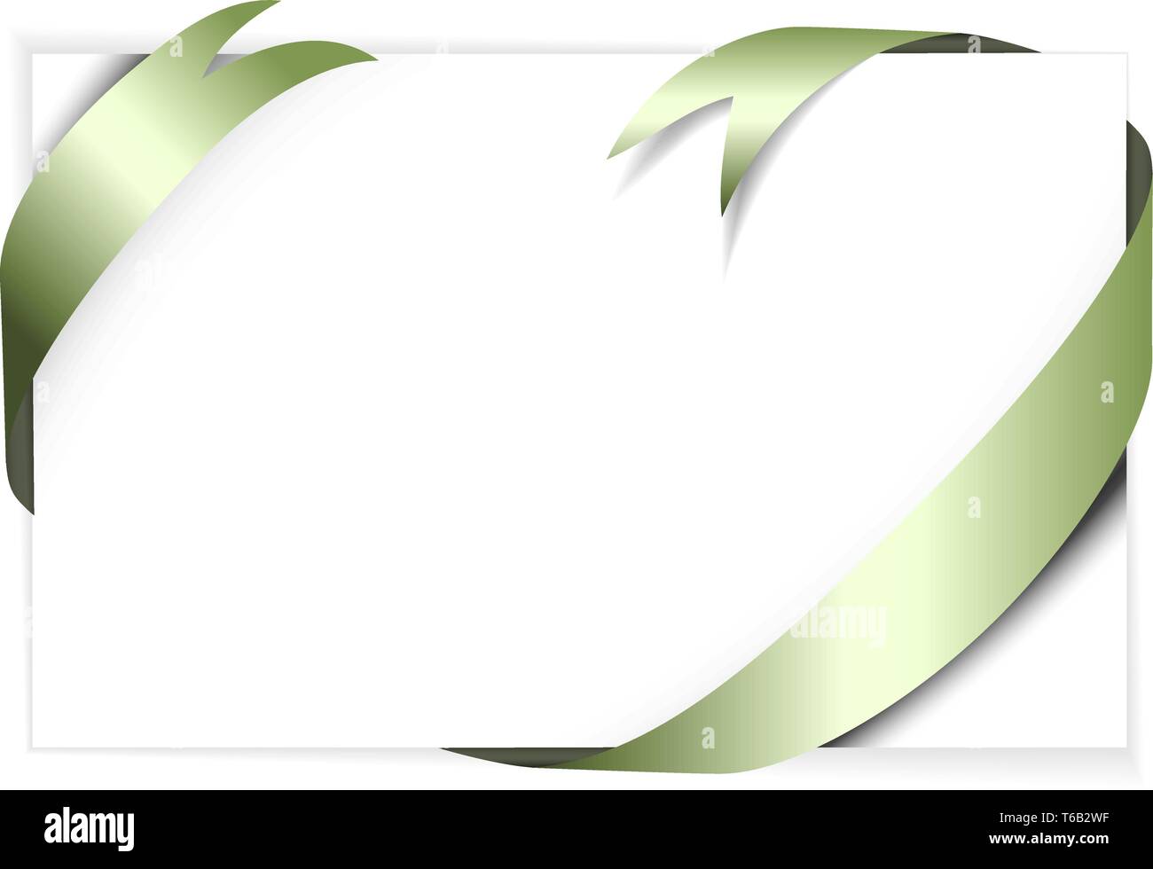 Green metal vector ribbon around blank white paper (where you should ...