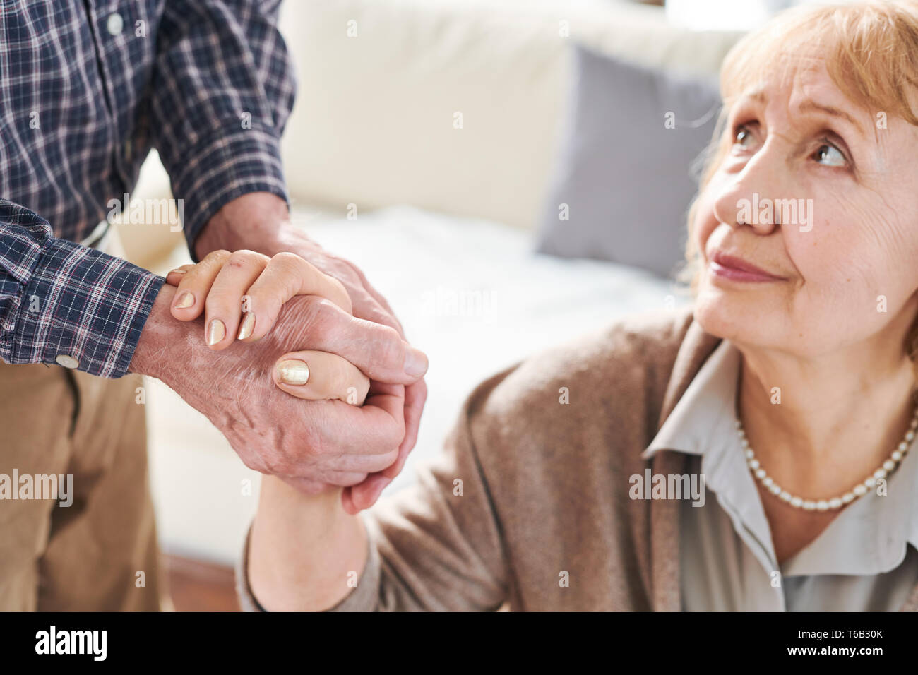 Carer helping senior man hi-res stock photography and images - Alamy