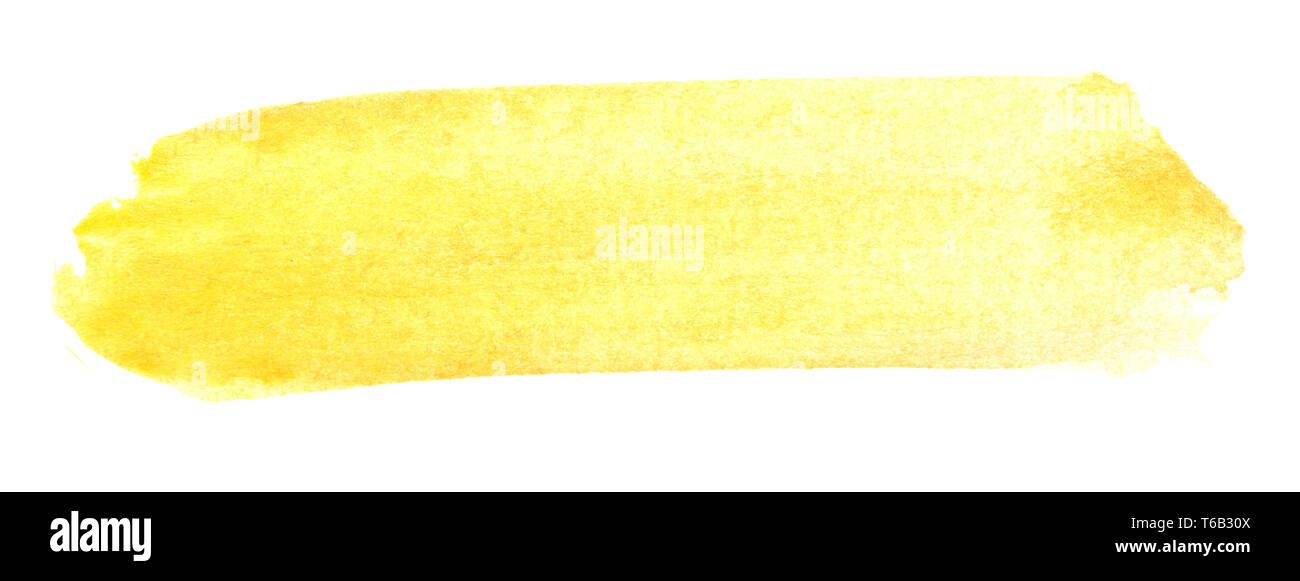 Yellow watercolor stroke isolated on white background Stock Photo - Alamy