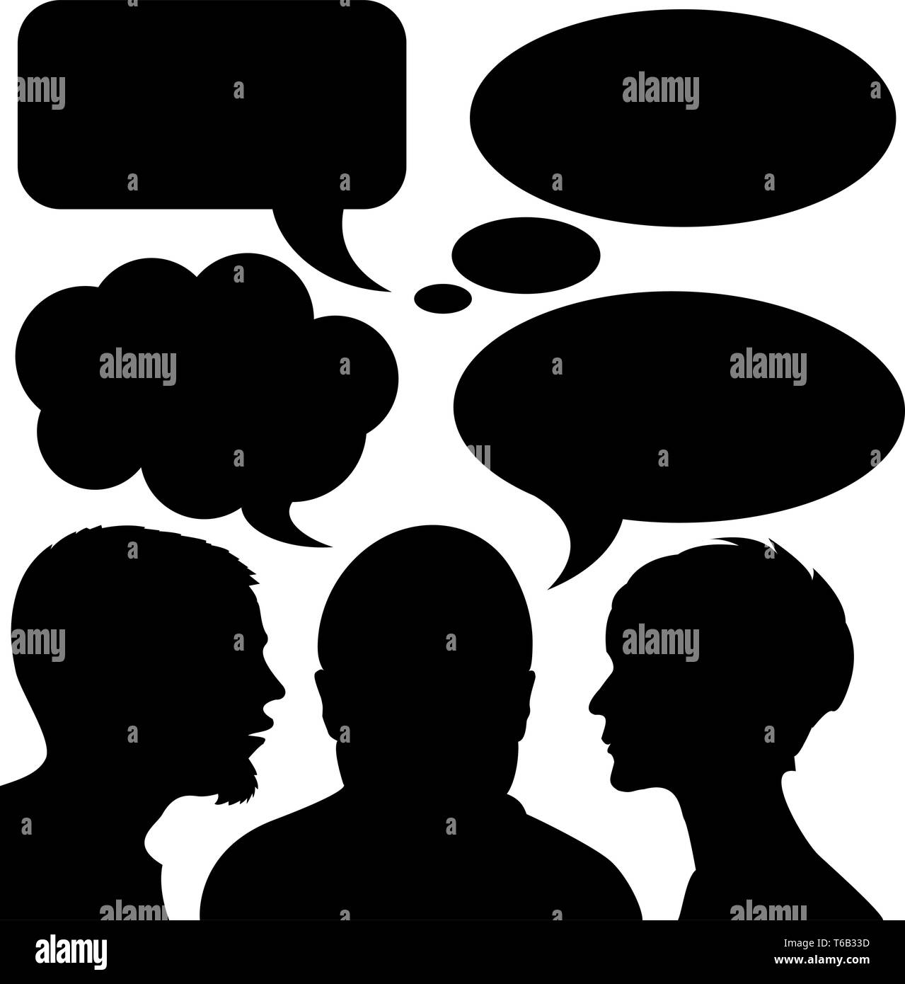 Set for creating your own comic strip - bubbles and silhouettes Stock ...