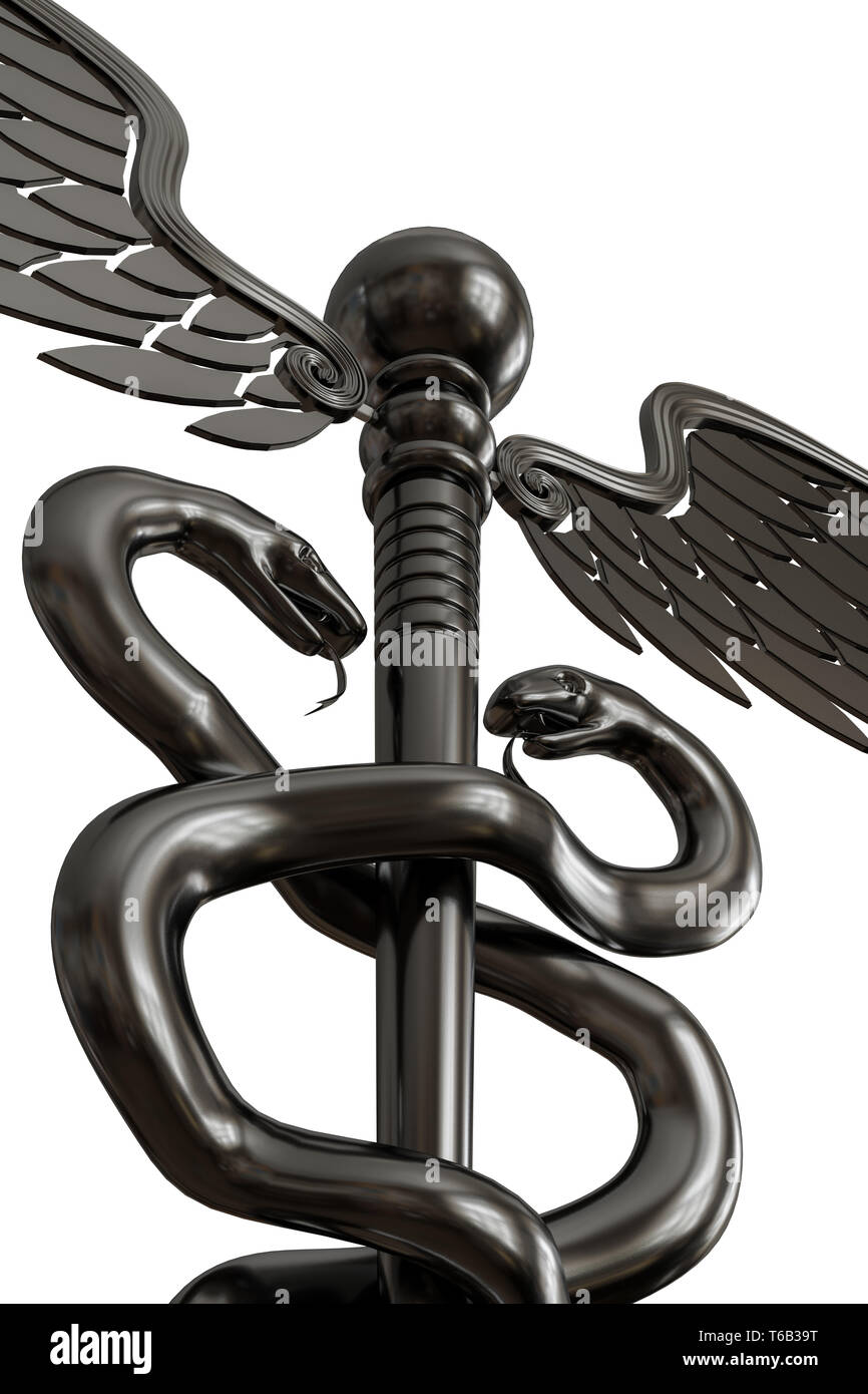 caduceus isolated on white background 3d illustration Stock Photo - Alamy