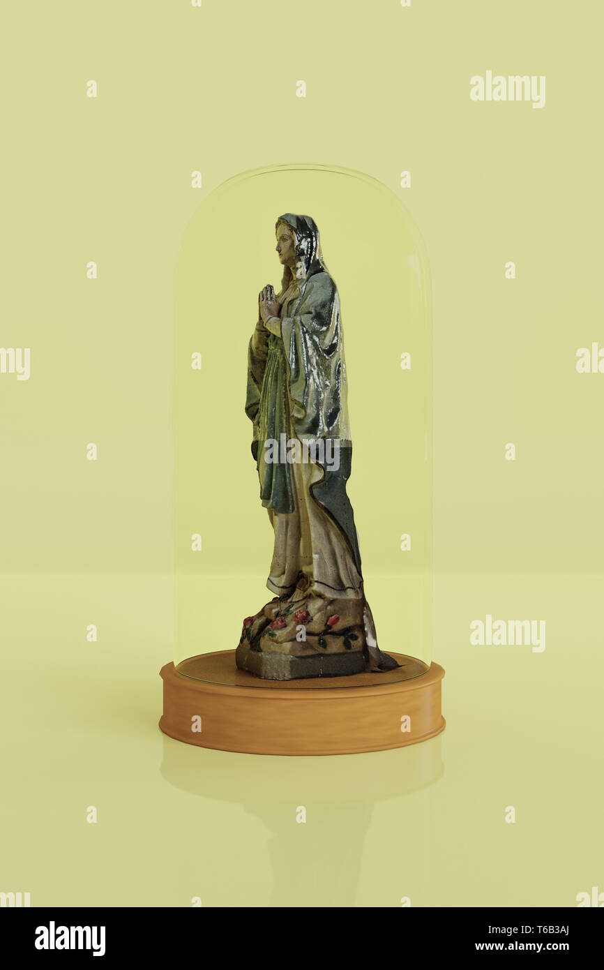 Mary statue isolated on yellow background 3d illustration Stock Photo ...