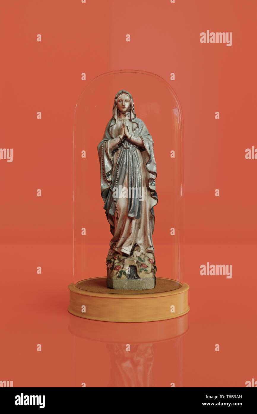 Mary statue isolated on red background 3d illustration Stock Photo - Alamy