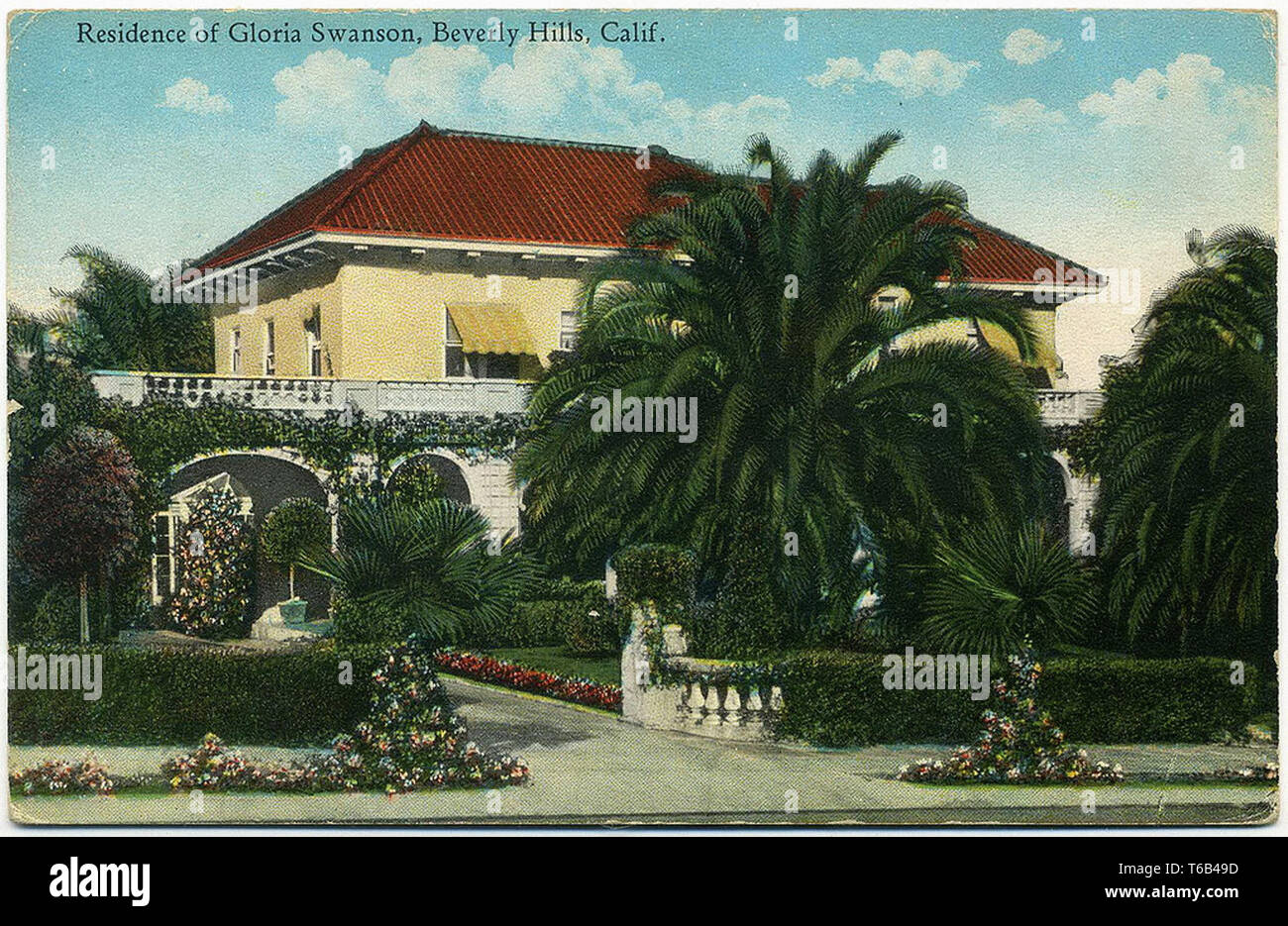 Vintage postcard of Gloria Swanson home, 904 North Crescent Drive ...