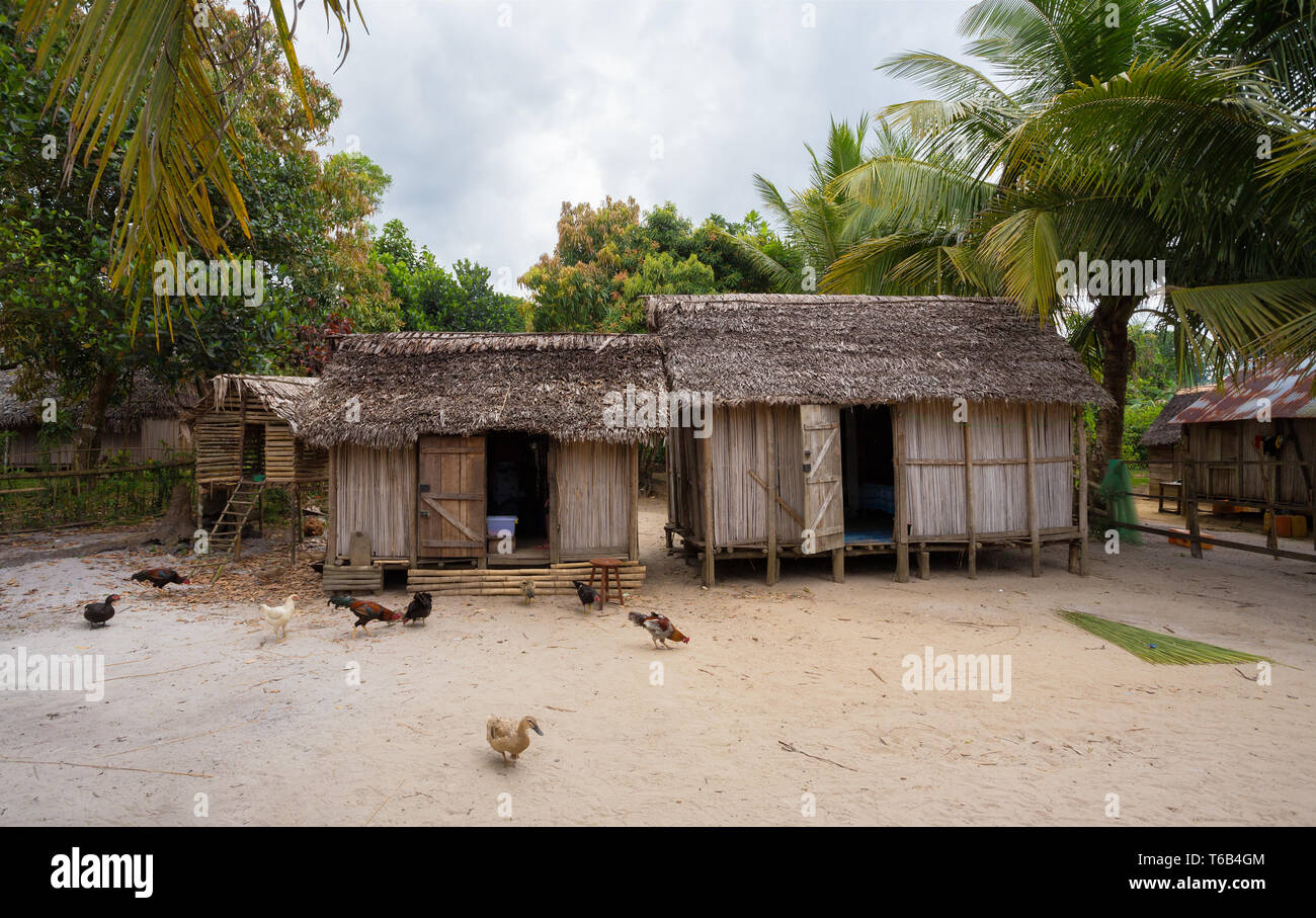 African malagasy huts in Maroantsetra region, Madagascar Stock Photo ...