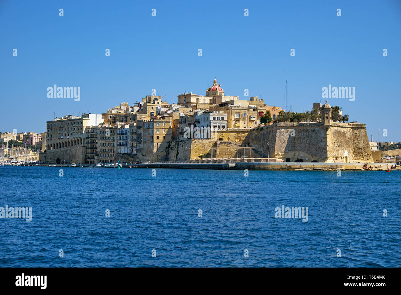 The view of Senglea (L-isla) peninsula from the waterfront of Valletta ...