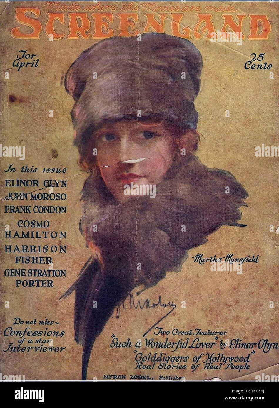 Vintage movie magazine cover - Screenland - Martha Mansfield - April ...