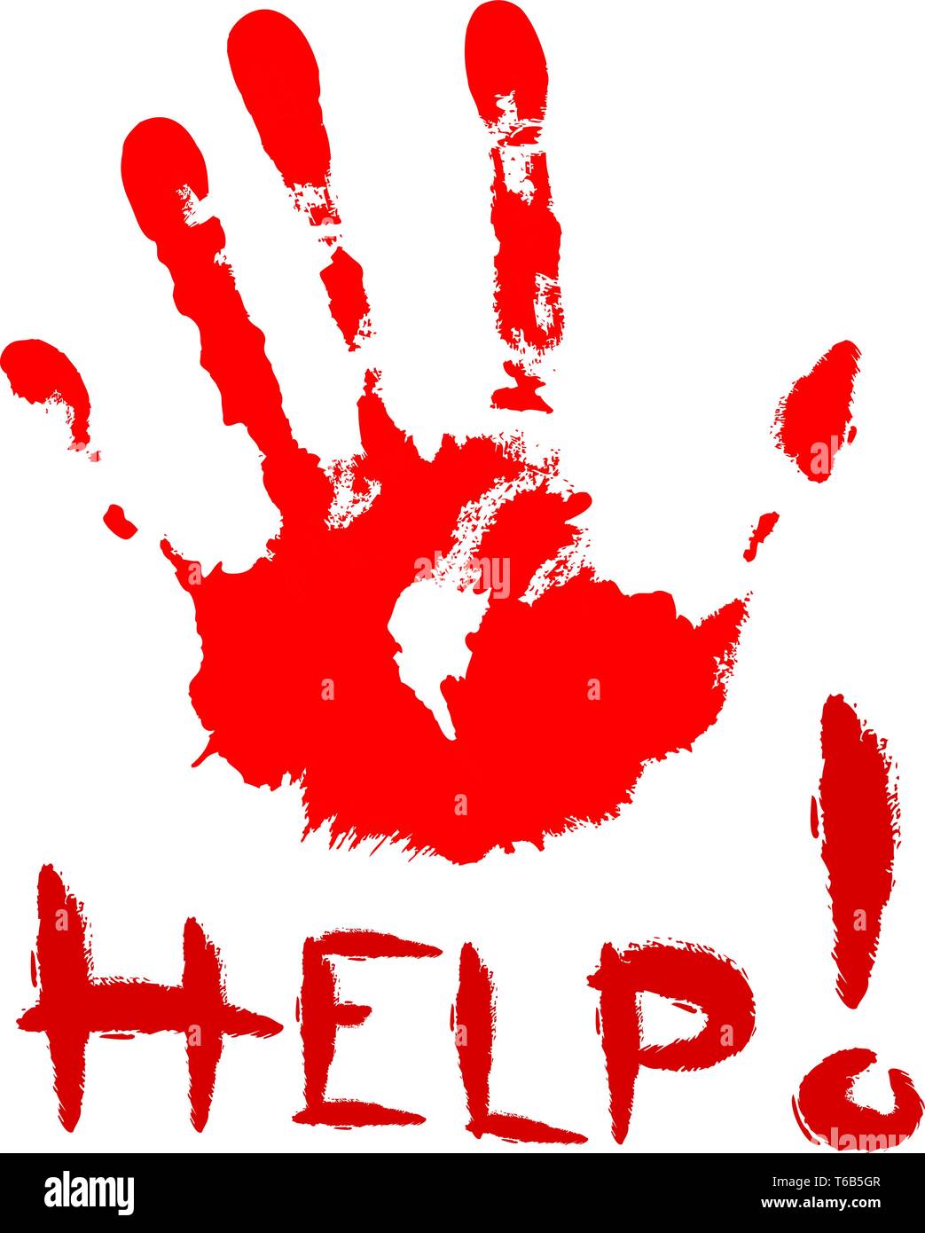 Red print of my hand on white background - help lettering Stock Vector ...